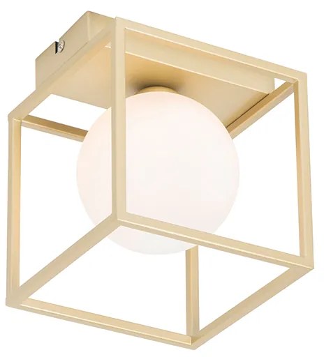 Designové stropní svítidlo zlaté s bílým sklem - Aniek