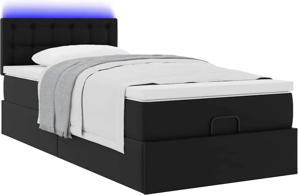 Osmanský rám postele s matrací černý 80x200cm umělá kůže 3312122