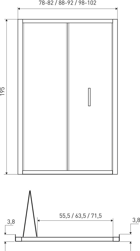 Novoterm Zalamovací sprchové dveře NV-Solid DH CHR 100, chrom/transparent - bez vaničky