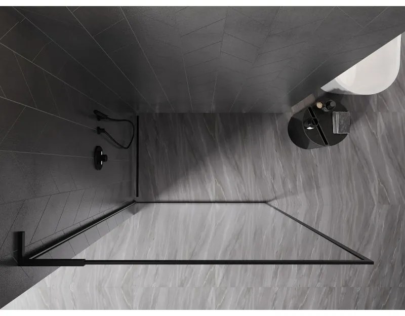 Mexen, Mexen Kioto-XF L sprchová stěna s rámem 90 x 202 cm, průhledná 10 mm, černá - 800-090-174-70-00-XF
