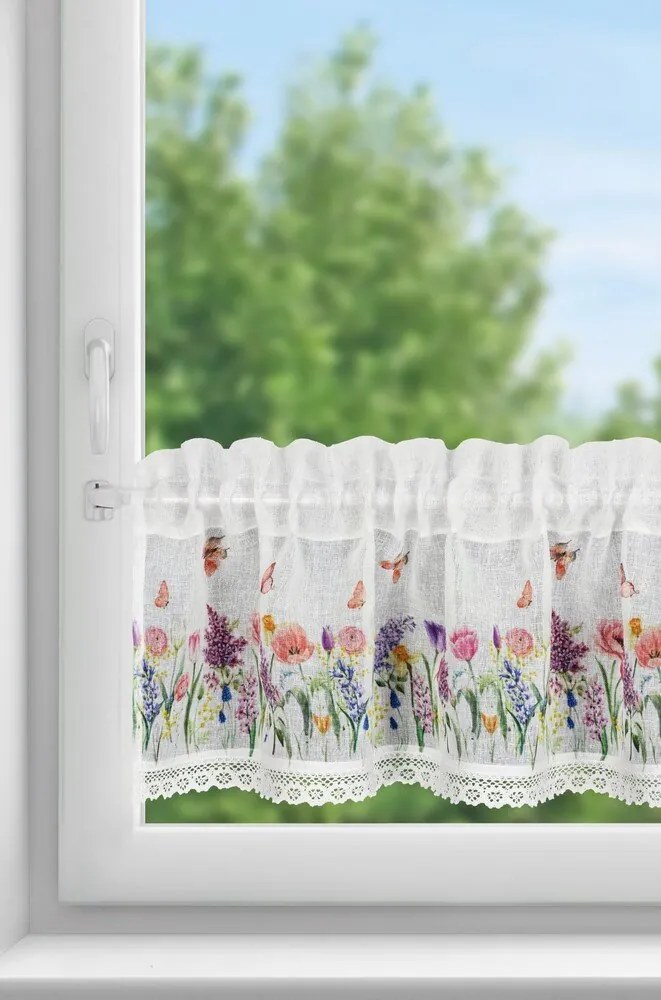 KRÁTKÁ ZÁCLONA NA PÁSCE BELLA 150X30 CM KVĚTY