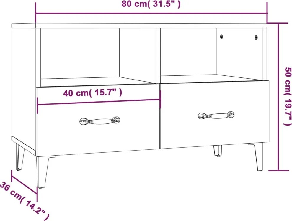 vidaXL TV skříňka 80 x 36 x 50 cm kompozitní dřevo [812594] Barva: bílá s vysokým leskem