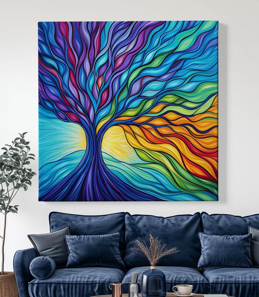 Obraz na plátně - Strom života Vlnité vlasy FeelHappy.cz Velikost obrazu: 140 x 140 cm