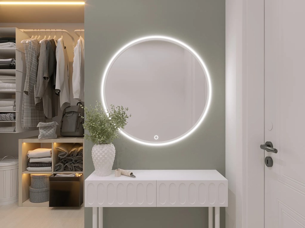 Eltap Zrcadlo Elistul A s LED osvětlením ⌀60 cm, bílé