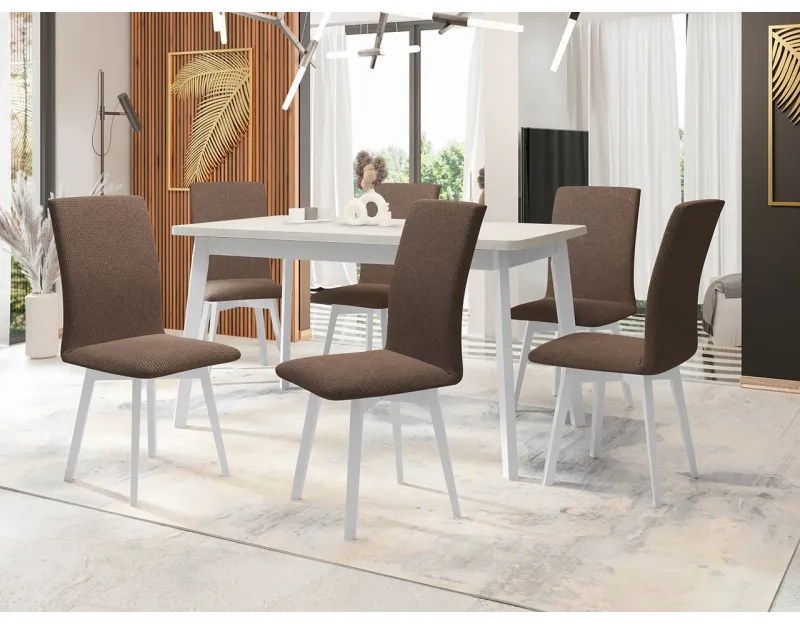 Jídelní jídelní stůl se 6 židlemi AL24, Barva dřeva: dub grandson - L, Potah: Hygge D91, Barvy nožiček: černá