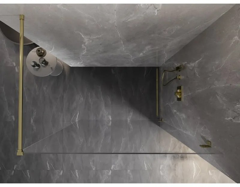 Mexen Lunar sprchová stěna pravá 60 x 200 cm, 8mm čiré sklo, zlatá lesklá, 830-060-000-50-00-P