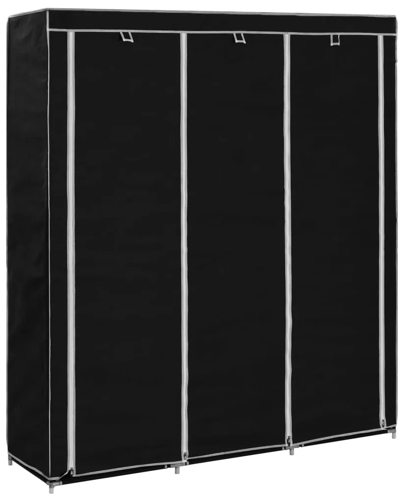 282453 vidaXL 282453  Wardrobe with Compartments and Rods Black 150x45x175 cm Fabric