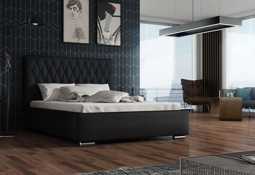 Čalouněná postel REBECA + rošt + matrace, Siena01 s knoflíkem/Dolaro08, 120x200