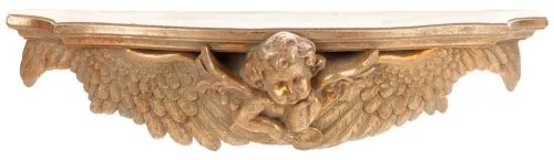 Zlacená barokní konzole na kuriozity se strážným andělem 45 cm