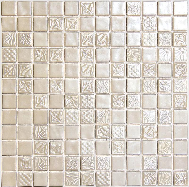 MOSAVIT Obklad mozaika skleněná béžová PANDORA VANIGLIA 50% 2,5x2,5  (31,6x31,6) cm - PAVAN50 | BIANO