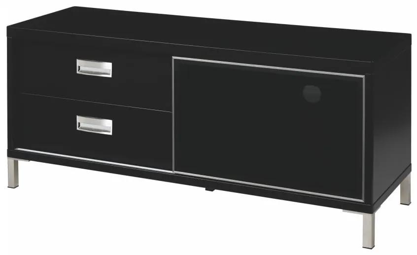Černý televizní stolek se dvěma šuplíky Folke Satyr, délka 116 cm