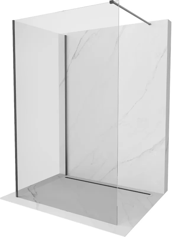 Mexen Kioto sprchová stěna Walk-in 140 x 120 cm, transparentní, gun gray kartáčovaný - 800-140-212-66-00-120