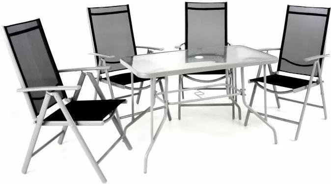 Zahradní skládací set stůl + 4 židle - černá