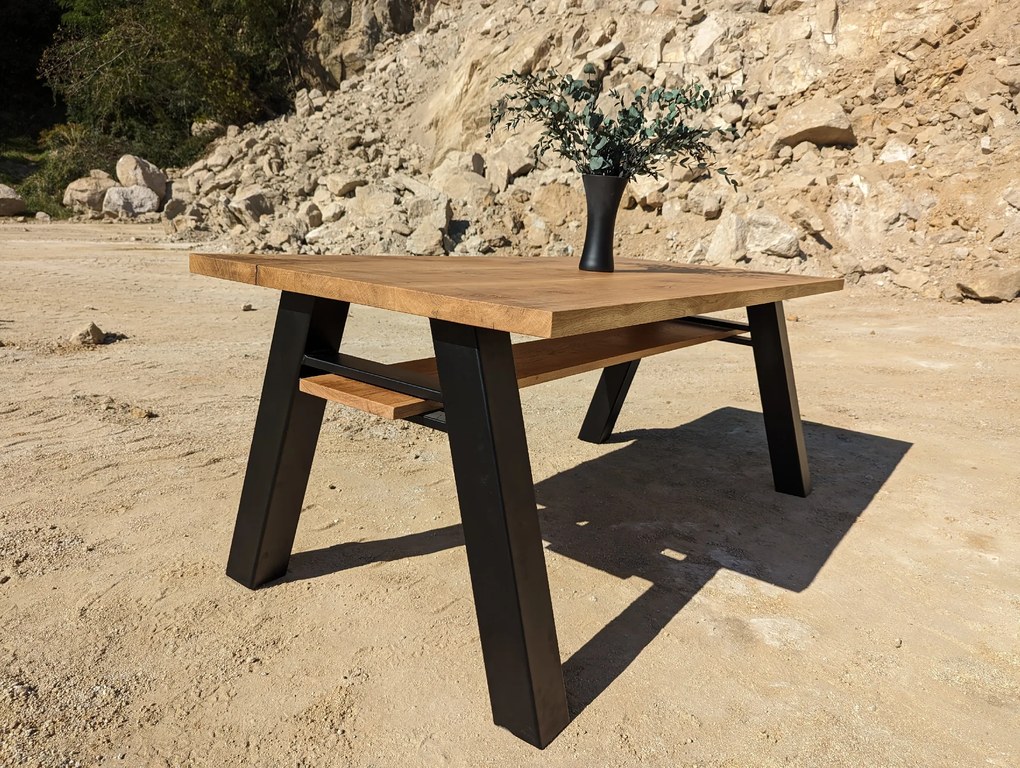 Jídelní stůl z dubového masivu Bridge v industriálním designu Velikost Desky: 1800x900 (mm)