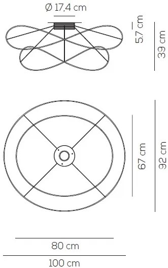 Axolight Hoops 2, bílé stropní designové svítidlo, 17,5W LED 3000K stmívatelné, prům. 100cm, výška 39cm