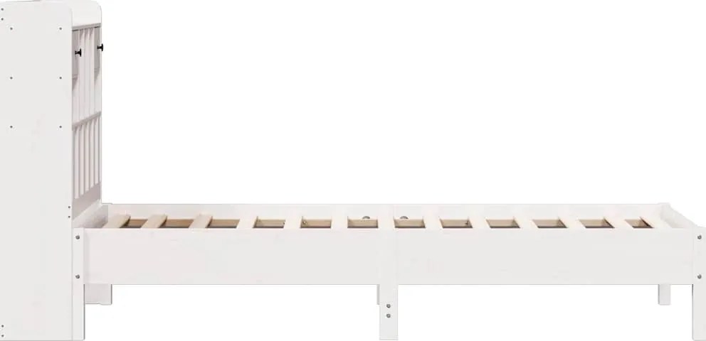 Postel s knihovnou bez matrace bílá 75x190 cm masivní borovice 3322934