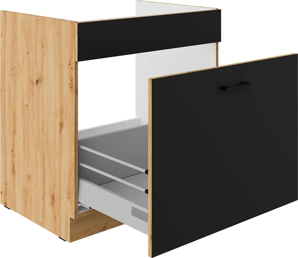 MODENA | dolní skříňka 80 ZL 1S dřezová se zásuvkou | 80 cm | PREMIUM BOX | artisan/černá mat