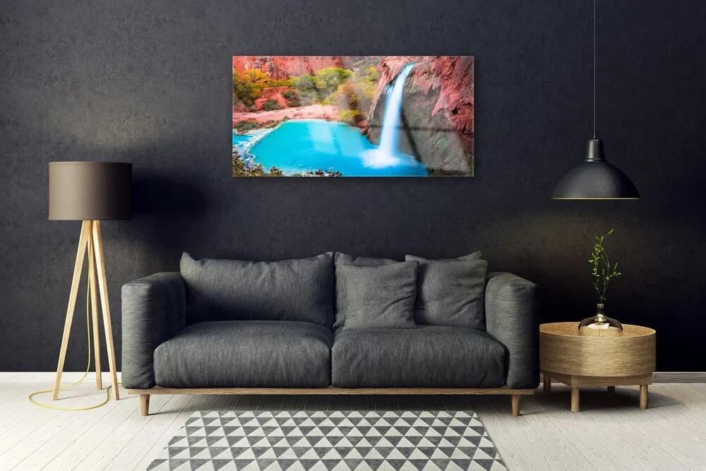 akrylový obraz Vodopád Hory Příroda 100x50 cm