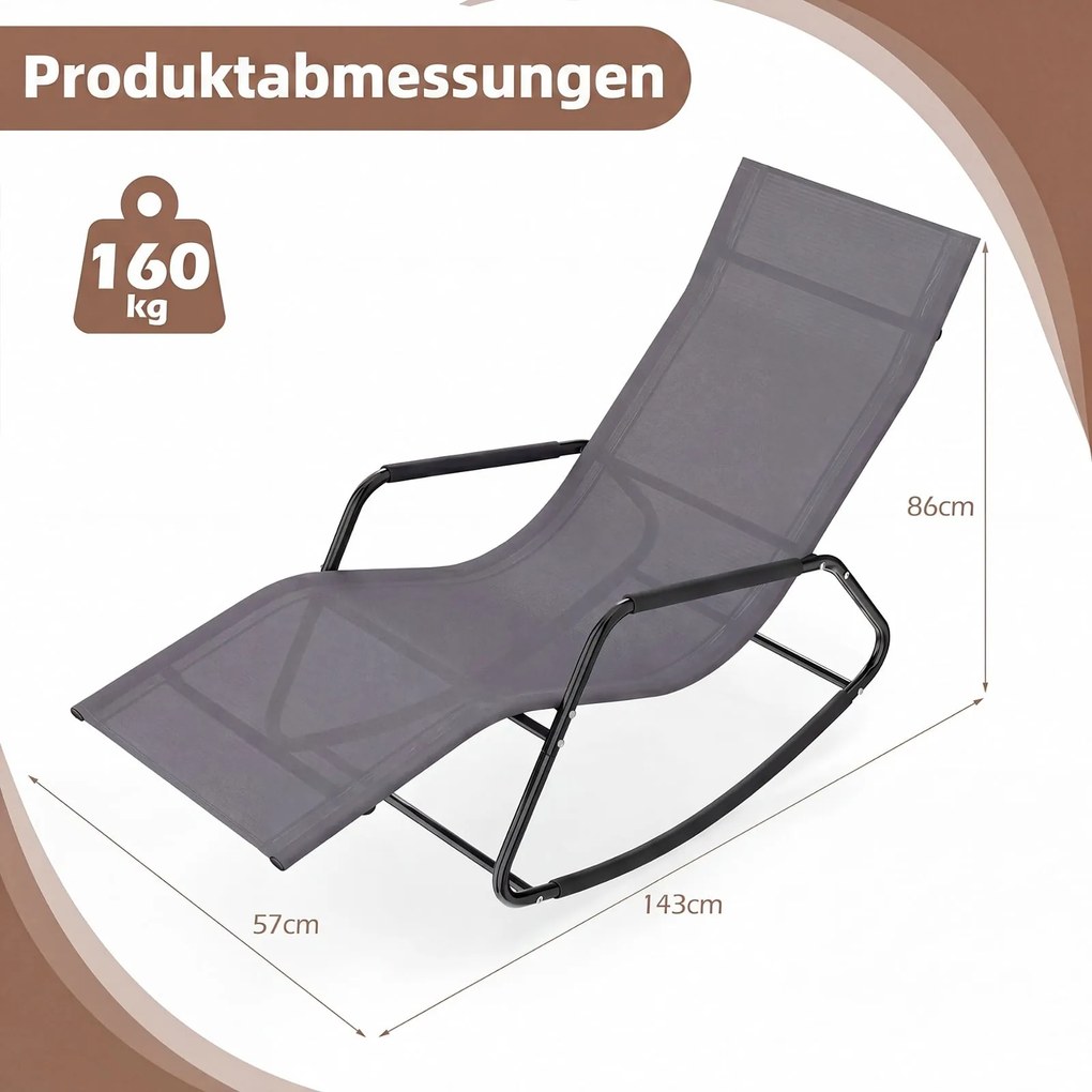 Costway Zahradní lehátko odolné proti povětrnostním vlivům ergonomické – šedá
