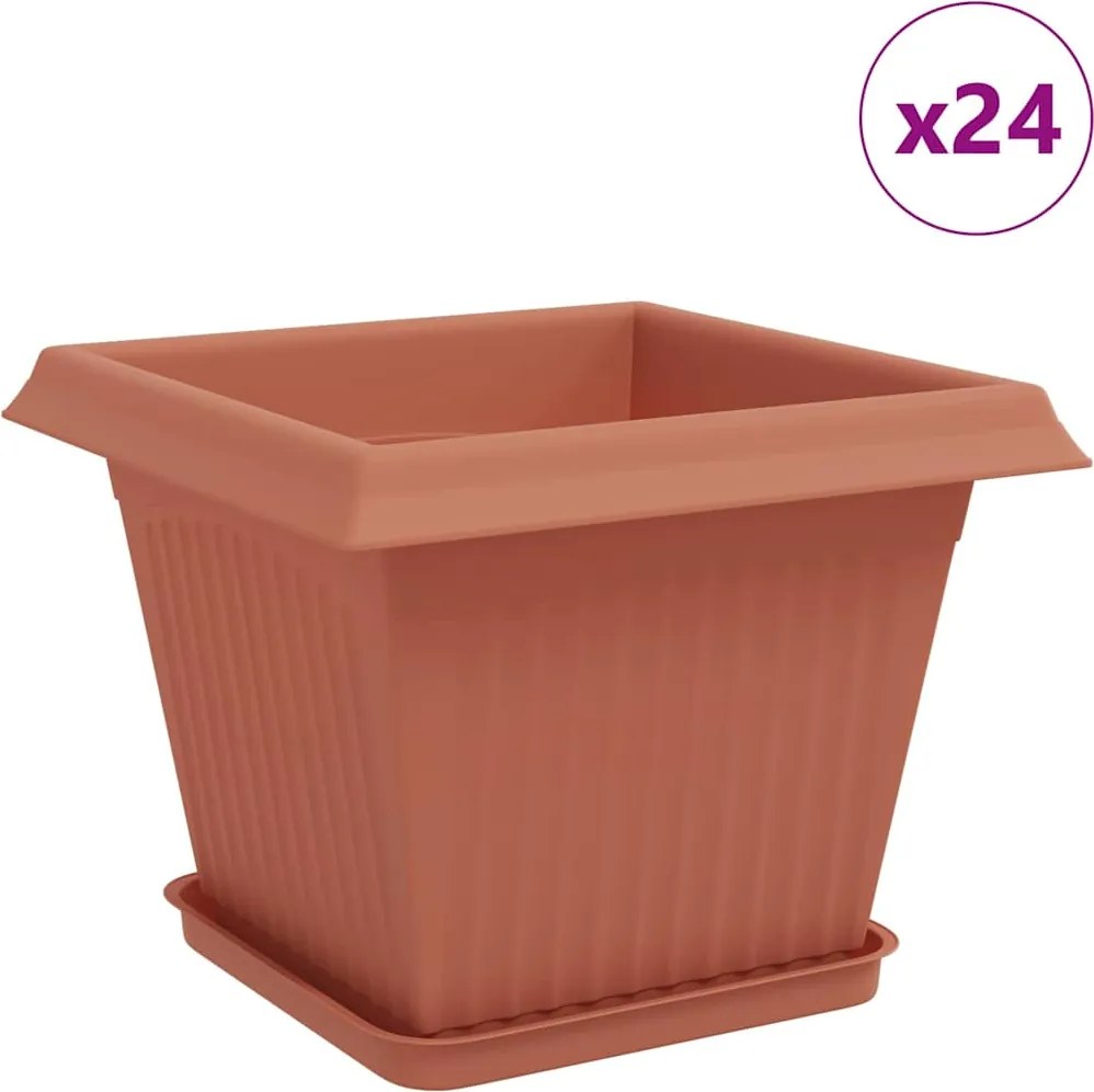 Květináče 24 ks Cihlově červená Plast 3403307
