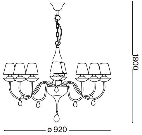 Ideal Lux - Lustr na řetězu BLANCHE 8xE14/40W/230V pr. 92 cm černá