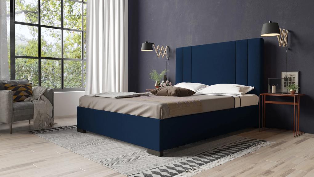 Eka Čalouněná postel Berry - Riviera 160x200 cm Barva látky Riviera: Černá (97), Úložný prostor: Bez úložného prostoru