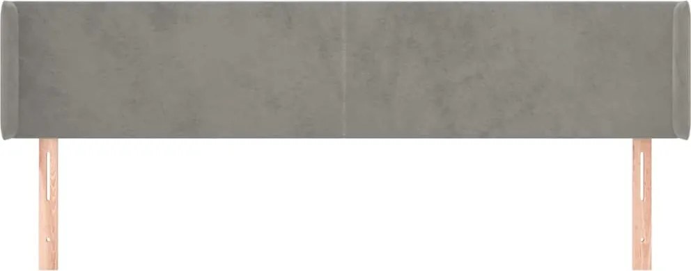 Čelo postele typu ušák světle šedé 163x16x78/88 cm samet 3118542