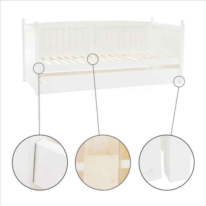 Postel s přistýlkou 90x200, borovicové dřevo, bílá, GLAMIS Kondela 0000227796