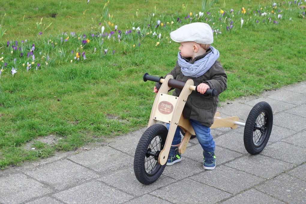 TRYBIKE dřevěné odrážedlo/tříkolka  4v1 RŮŽOVÁ