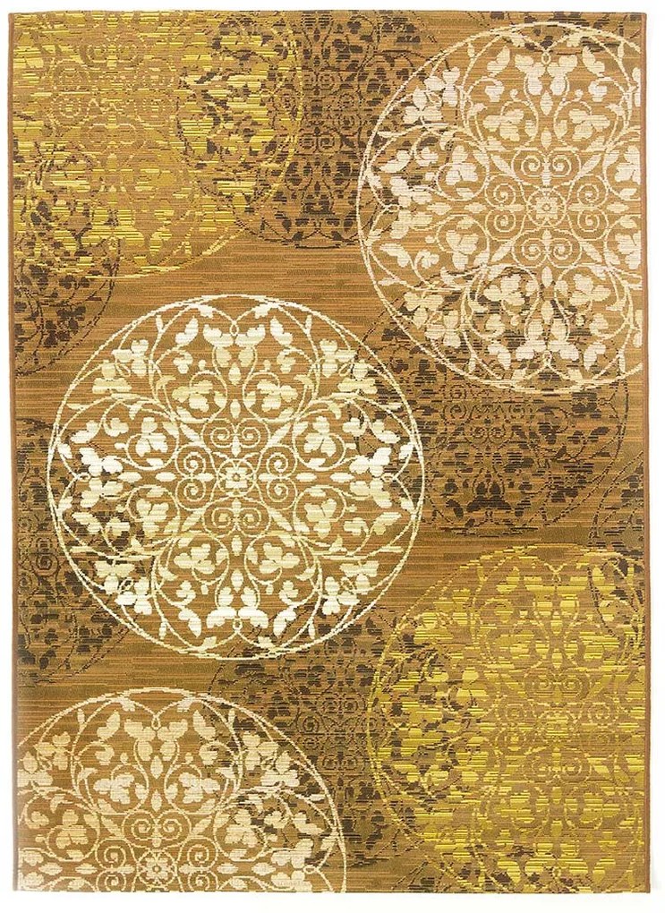Oriental Weavers, Kusový koberec Zoya 128 N – na ven i na doma, 200x285, žlutá, chodba / předsíň