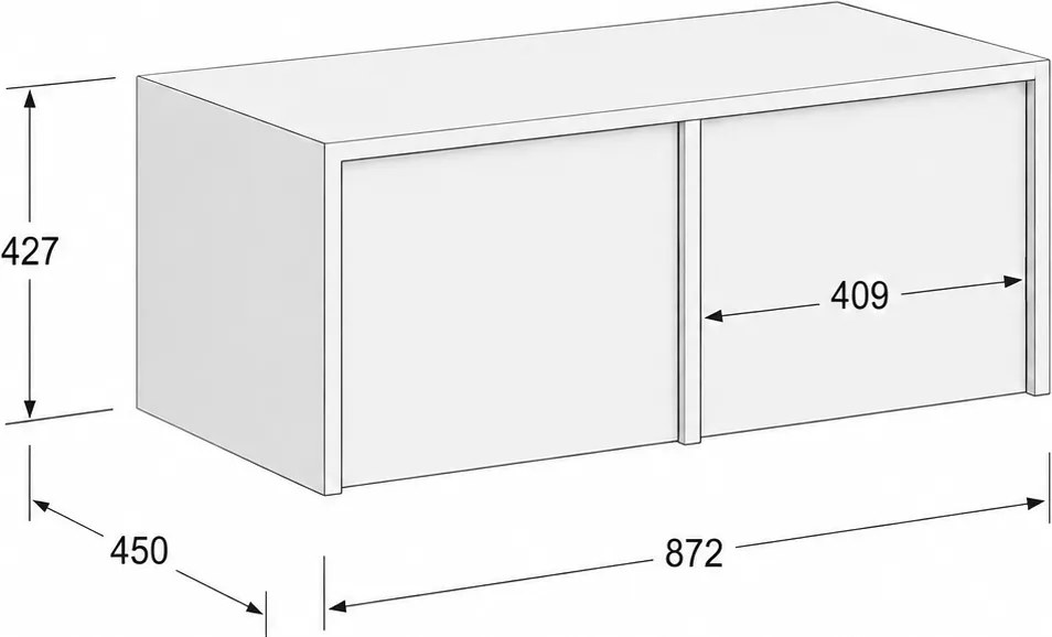Nástavba pro skříně FRAME, 2x dveře, 872 x 450 x 427 mm, cylindrický zámek, ořech