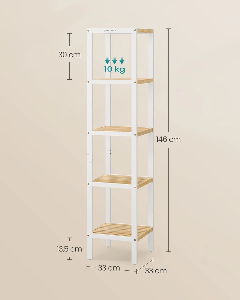 Polička do koupelny Desmond, bílá/hnědá