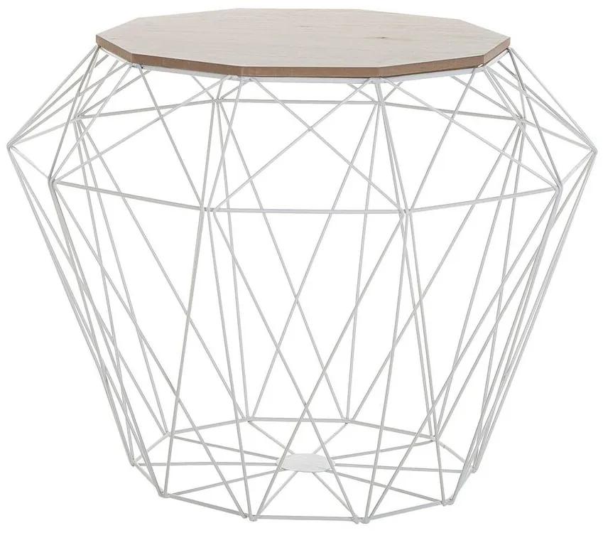 Odkládací stolek světlé dřevo/bílý ELIDA Beliani
