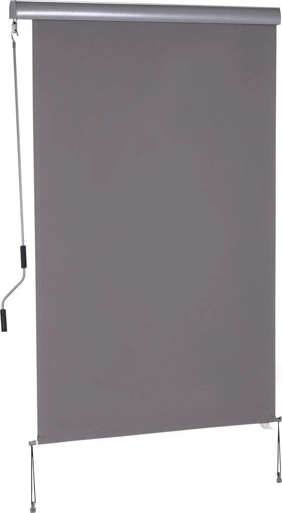 Outsunny vertikální markýza na balkón 120 x 200 cm, vertikální markýza, zástěna proti větru s ruční klikou v šedé barvě
