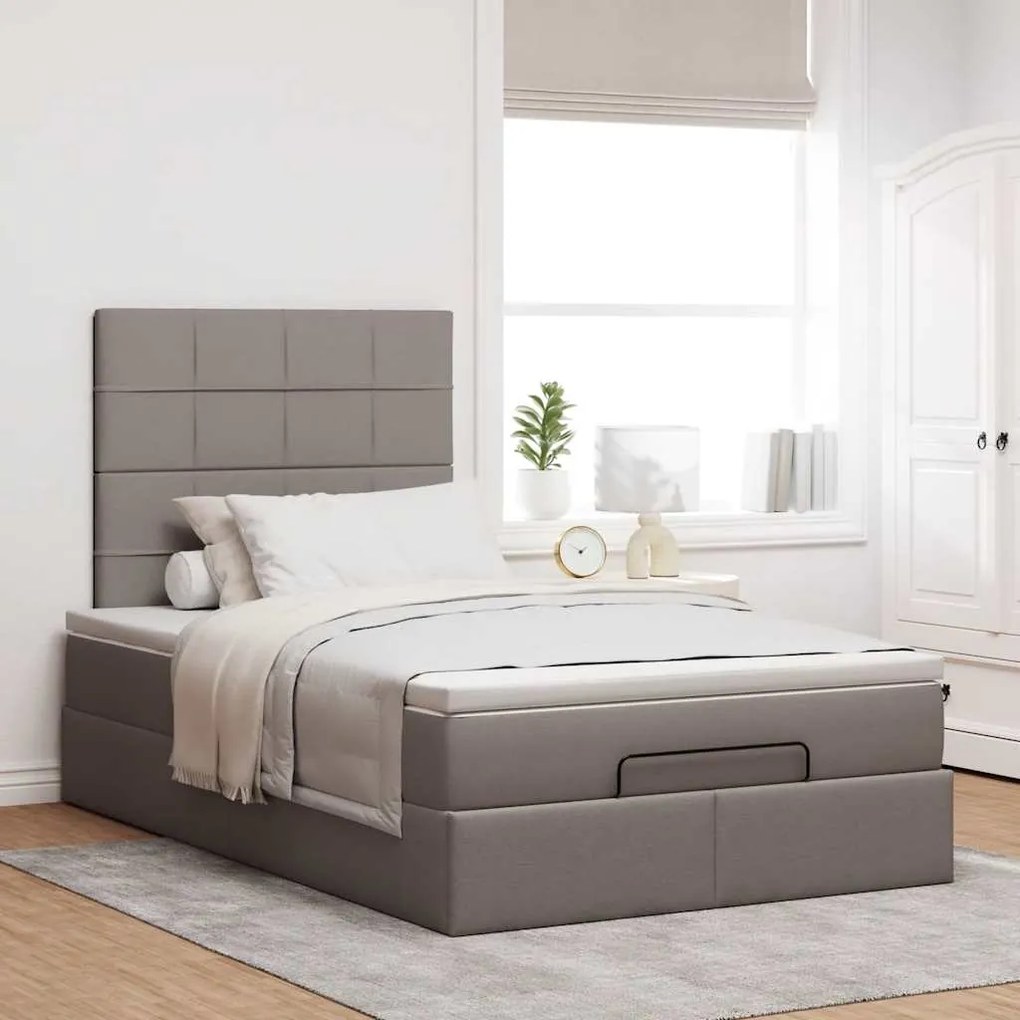 Osmanský rám postele s matrací taupe 120x200cm textil 3313151