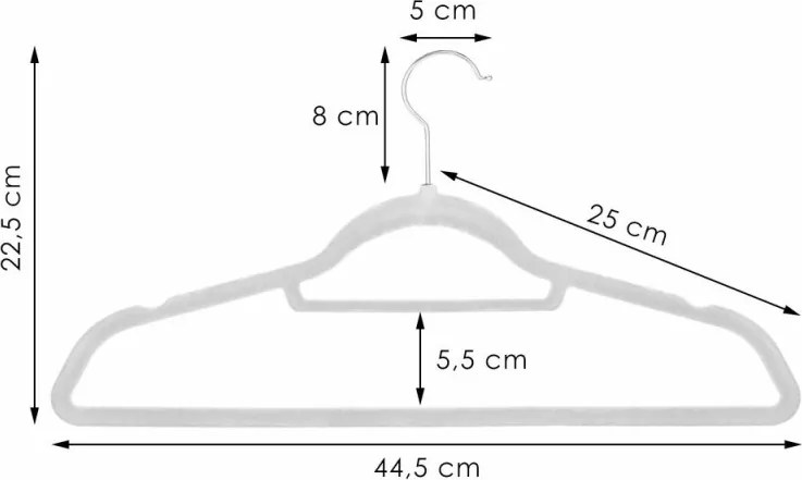 Velurová ramínka 45 cm, šedá, 3ks SPRINGOS HG0062