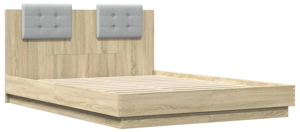 vidaXL Rám postele s čelem dub sonoma 140 x 200 cm kompozitní dřevo