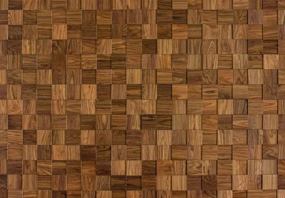 OŘECH 100, samolepící panel 300 x 300 mm (0,09 m²) - dřevěná mozaika 3D Broušený - olejovaný