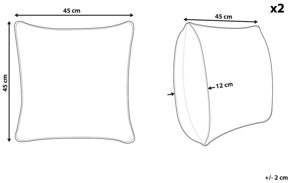 Sada 2 bavlněných polštářů 45 x 45 černo-bílá KOTURE Beliani