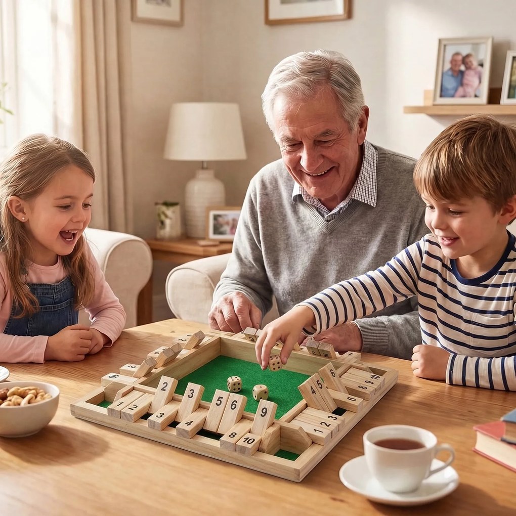 Costway Hra Shut The Box pro hráče 2-4 kostková hra s kostkami 2 a robustní hra