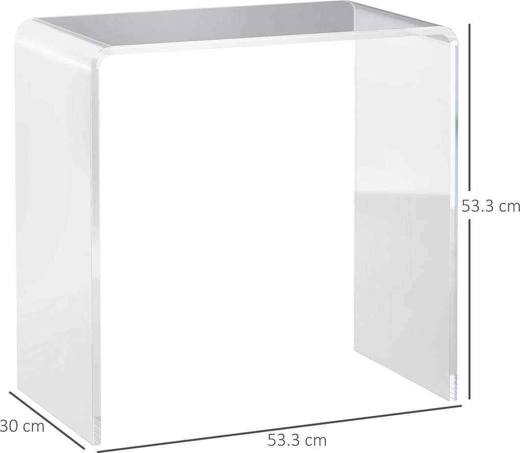 HOMCOM U-tvarovaný akrylový konferenční stolek, moderní stolek s hladkými hranami a zaoblenými rohy, 53,5x30,5x53,5 cm, průhledný
