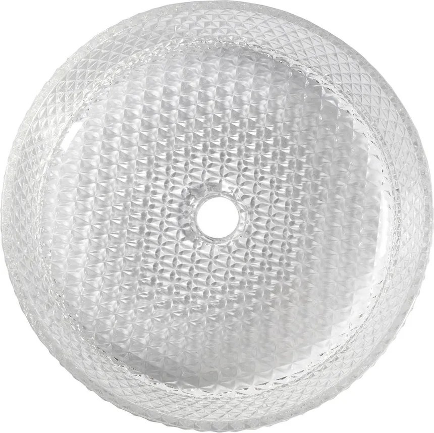 Sapho Sapho, MARAGUA gravírované skleněné umyvadlo na desku Ø 39,5 cm, čiré sklo, TY214CL