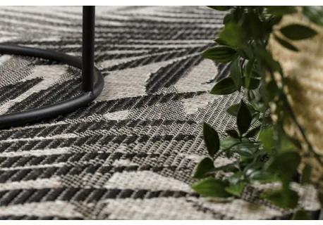 koberec SIZAL FLOORLUX 20504 LISTY stříbro / černý DŽUNGLE velikost 160x230 cm | krásné koberce cz