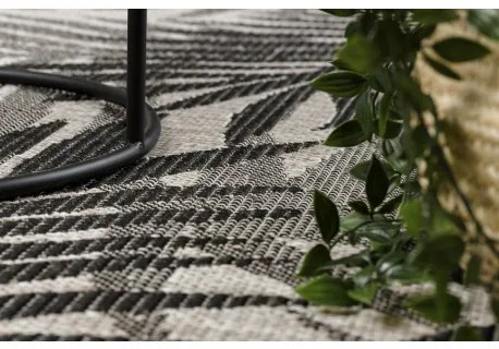 koberec SIZAL FLOORLUX 20504 LISTY stříbro / černý DŽUNGLE velikost 200x290 cm | krásné koberce cz