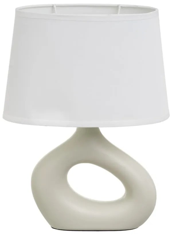 Bílo-béžová keramická stolní lampa s textilním stínidlem (výška 30 cm) – Casa Selección Biano.cz