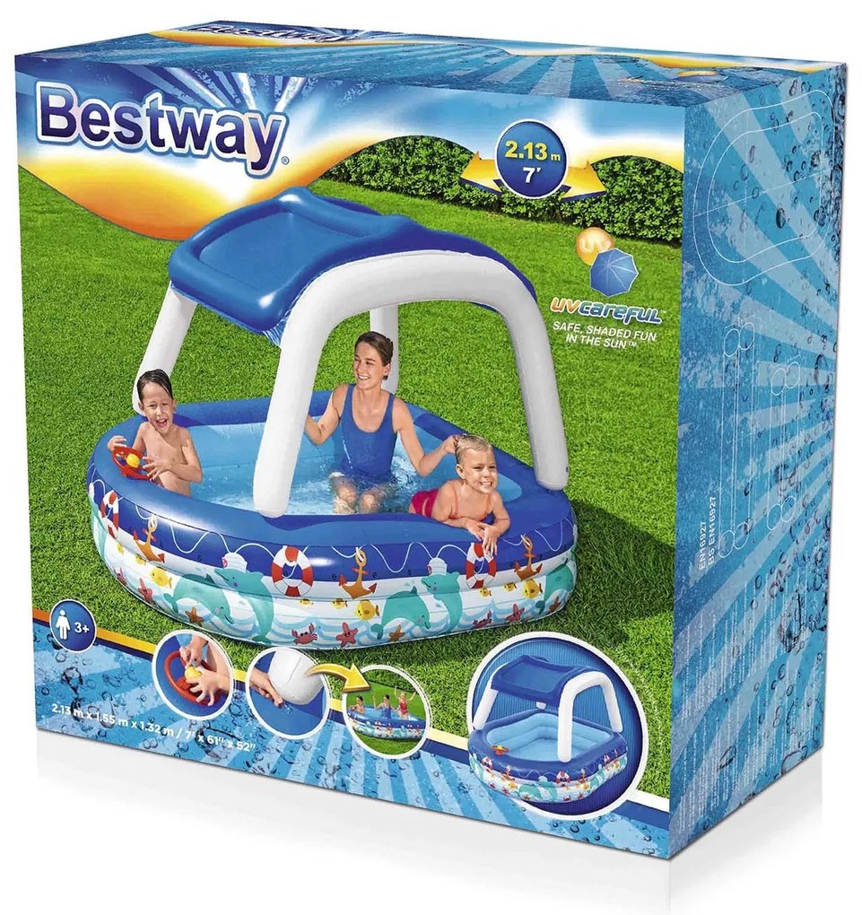 Dětský bazén se střechou 213 x 155 x 132 cm Bestway 54370 pro bezpečné letní radovánky