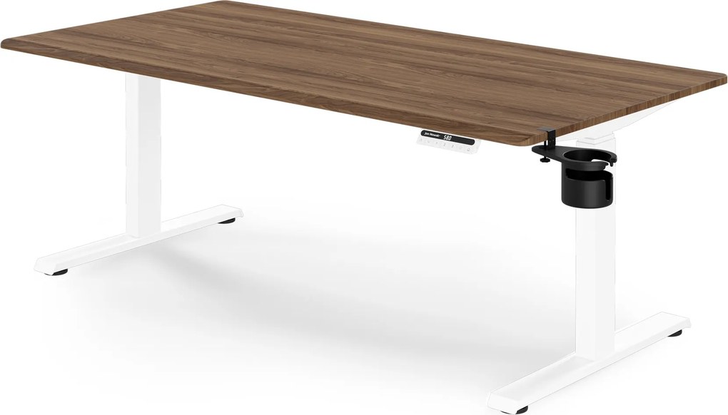 Elektrický stůl s nastavitelnou výškou ergonomický bílý/ořech,1600x800 mm: ARIA