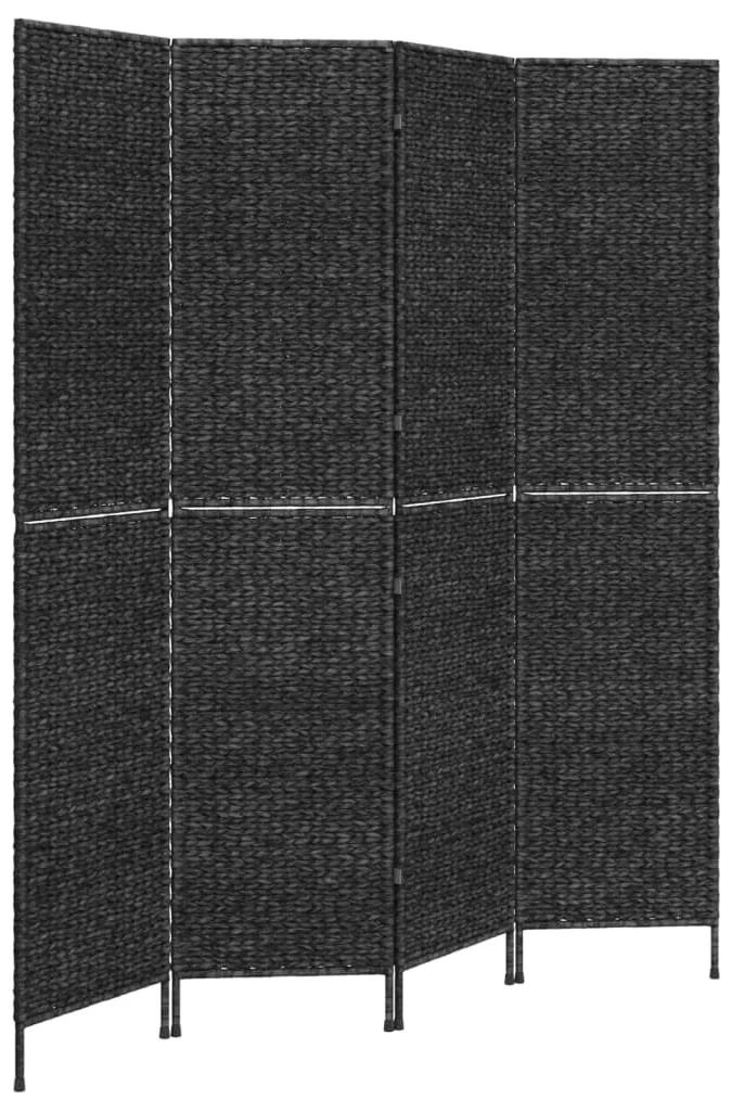 Paraván 4panelový černý 163 x 180 cm vodní hyacint,  355196