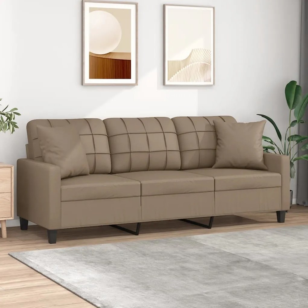 3místná pohovka s polštáři cappuccino 180 cm umělá kůže 3200812