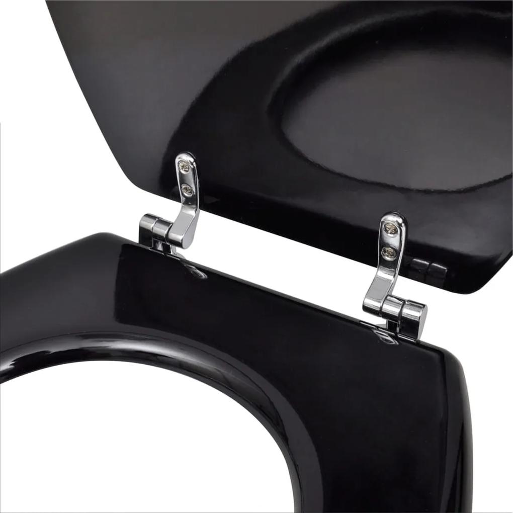 WC sedátko MDF s víkem jednoduchý design černé - Default Title